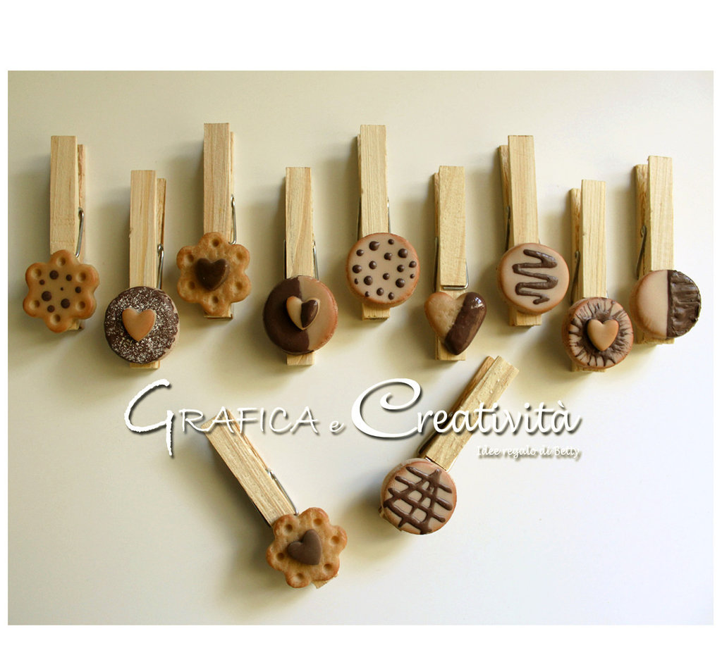 Mollette di legno decorate con biscotti - Feste - Bomboniere - di G ...
