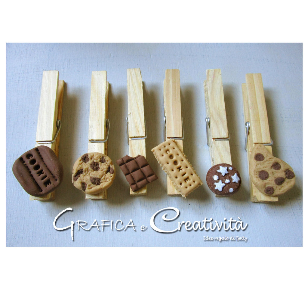 Mollette di legno decorate con biscotti - Feste - Bomboniere - di G ...
