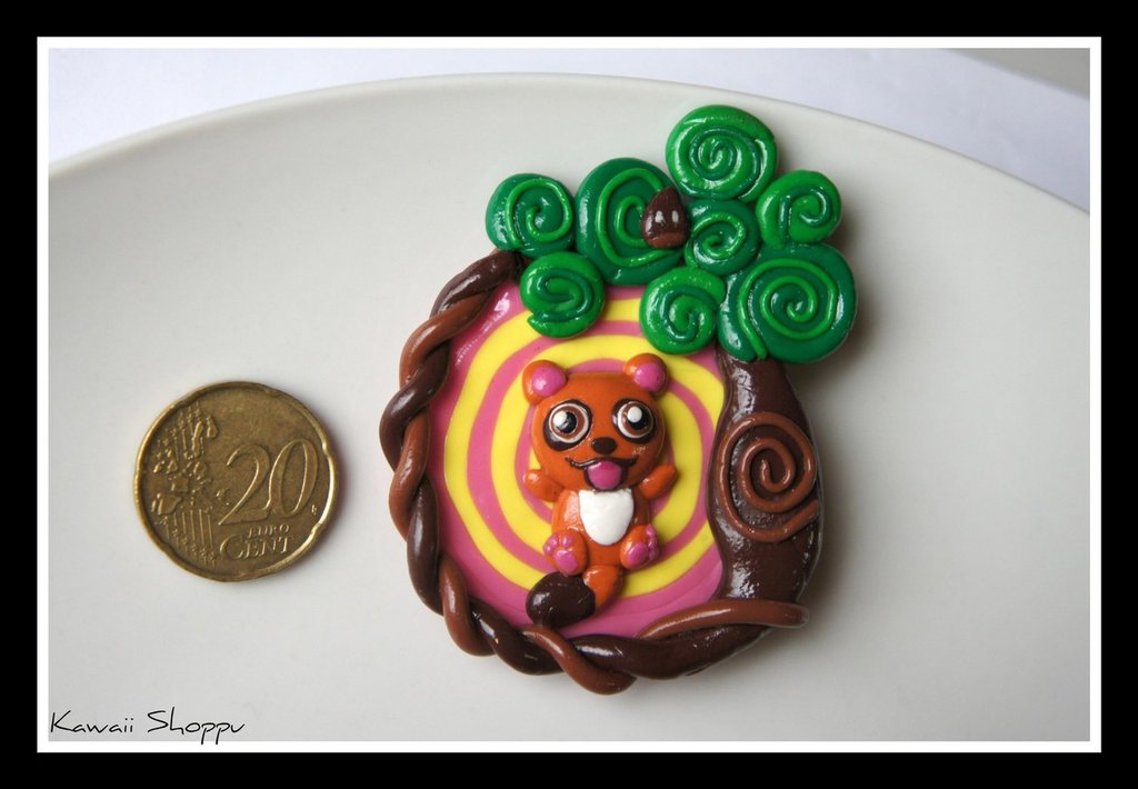 kawaii squirrel under the tree pins fimo pins - Gioielli - Spille ...