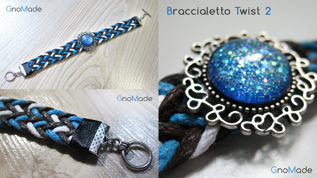 BRACCIALETTO TWIST 2 - con cordini intrecciati bianco blu marrone e ... BRACCIALETTO TWIST 2 - con cordini intrecciati bianco blu marrone e ...