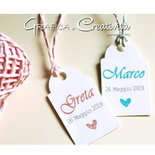 20 tags per bomboniere: cuoricino rosa/azzurro - Feste - Biglietti ...