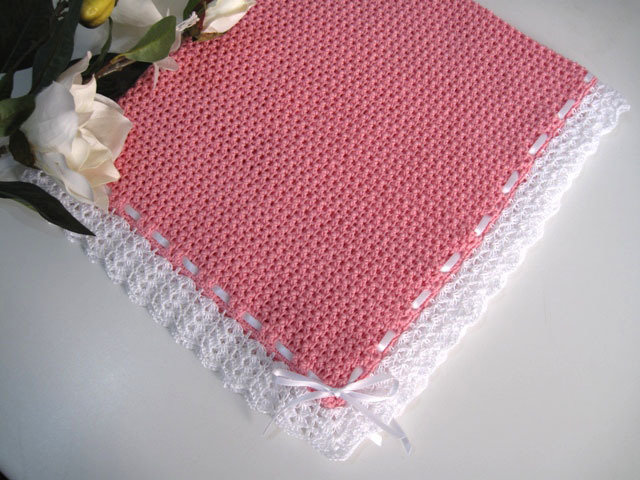 Copertina neonata cotone rosa salmone fatta a mano idea regalo corr ...
