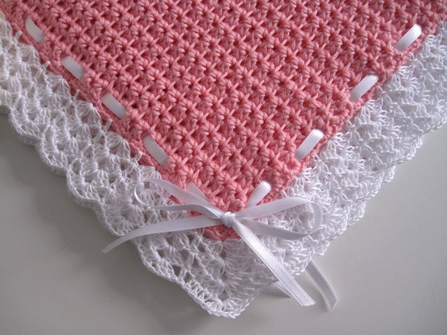 Copertina neonata cotone rosa salmone fatta a mano idea regalo corr ...