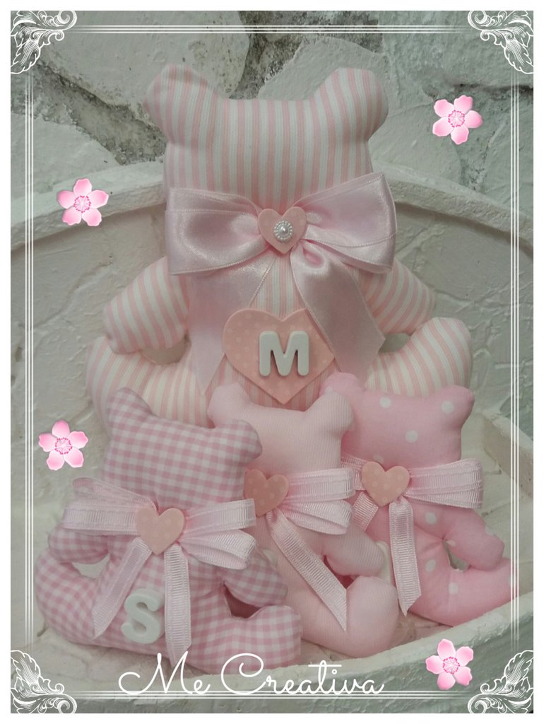 Orsetto Tessuto Rosa c/iniziale - Feste - Bomboniere - di Me creativa ...