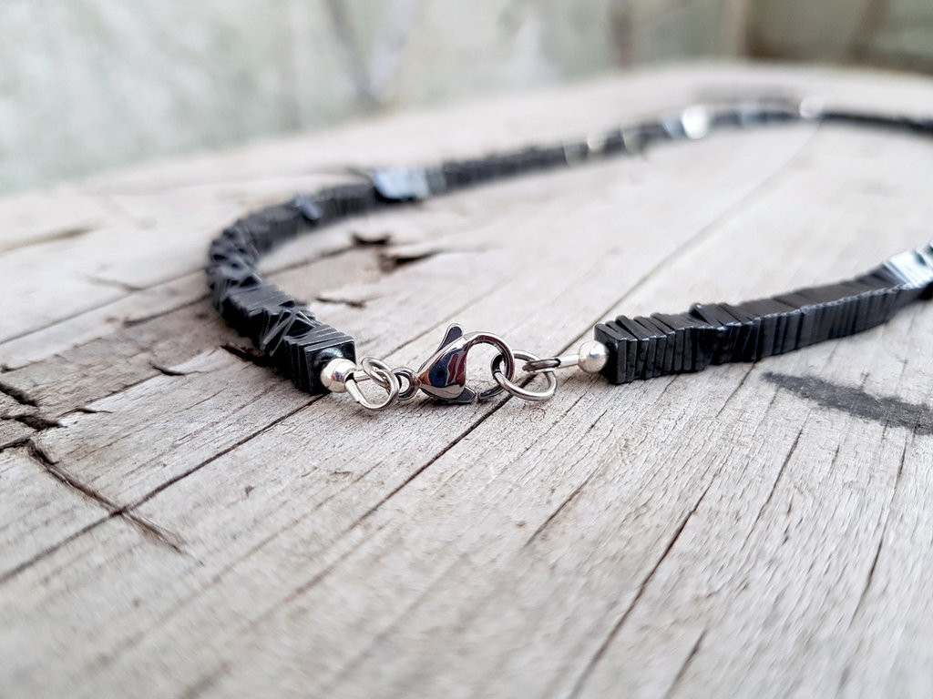 Collana uomo in ematite e argento, collana uomo pietre naturali geo ...