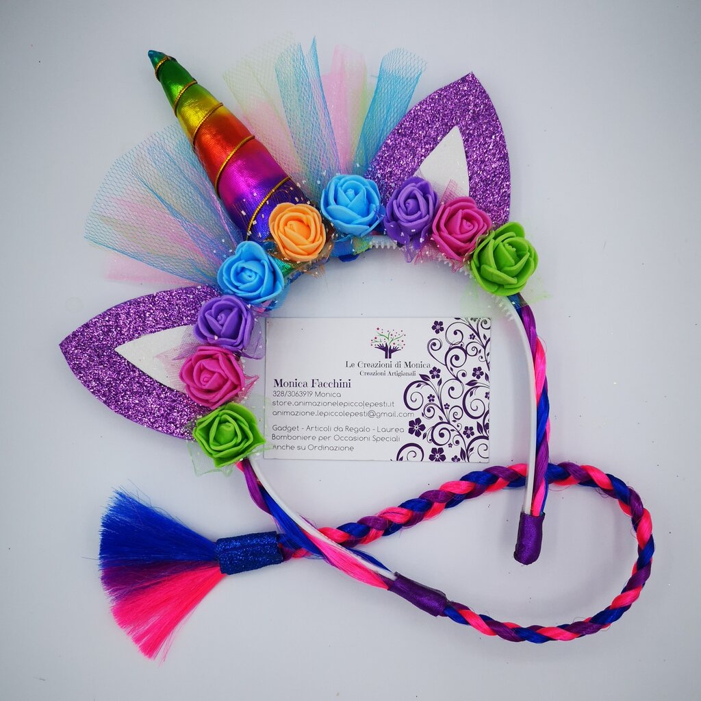Cerchietto Unicorno - Treccina colorata - Donna - Accessori - di Le ...