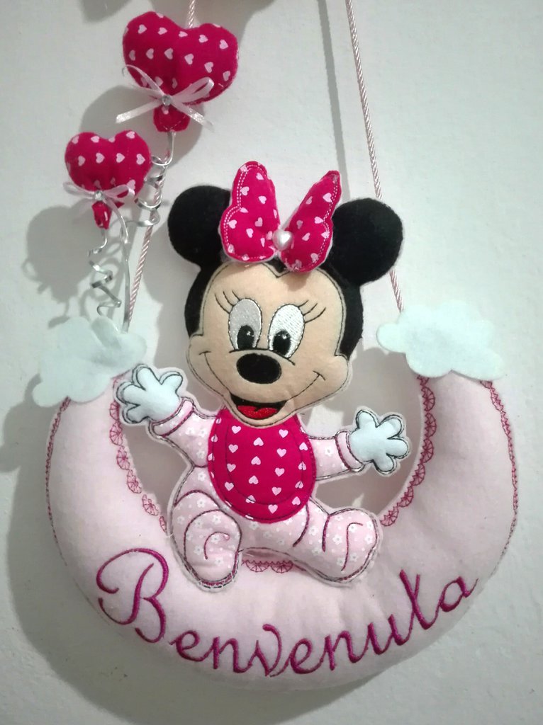 Fiocco nascita personalizzato con minnie, luna e stella. - Bambini ...