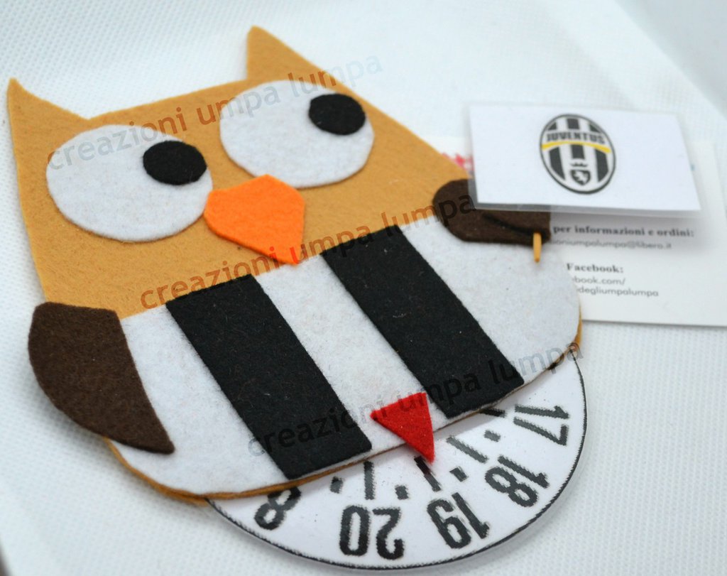 disco orario gufo gufetto squadra calcio juve bianconeri auto macch ...