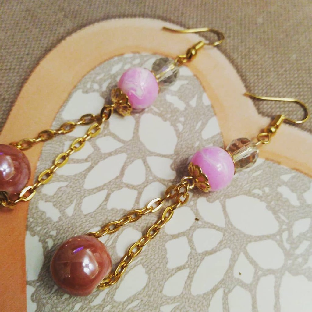 Pendenti perle rosa - Gioielli - Orecchini - di Elysa Made with Love ...