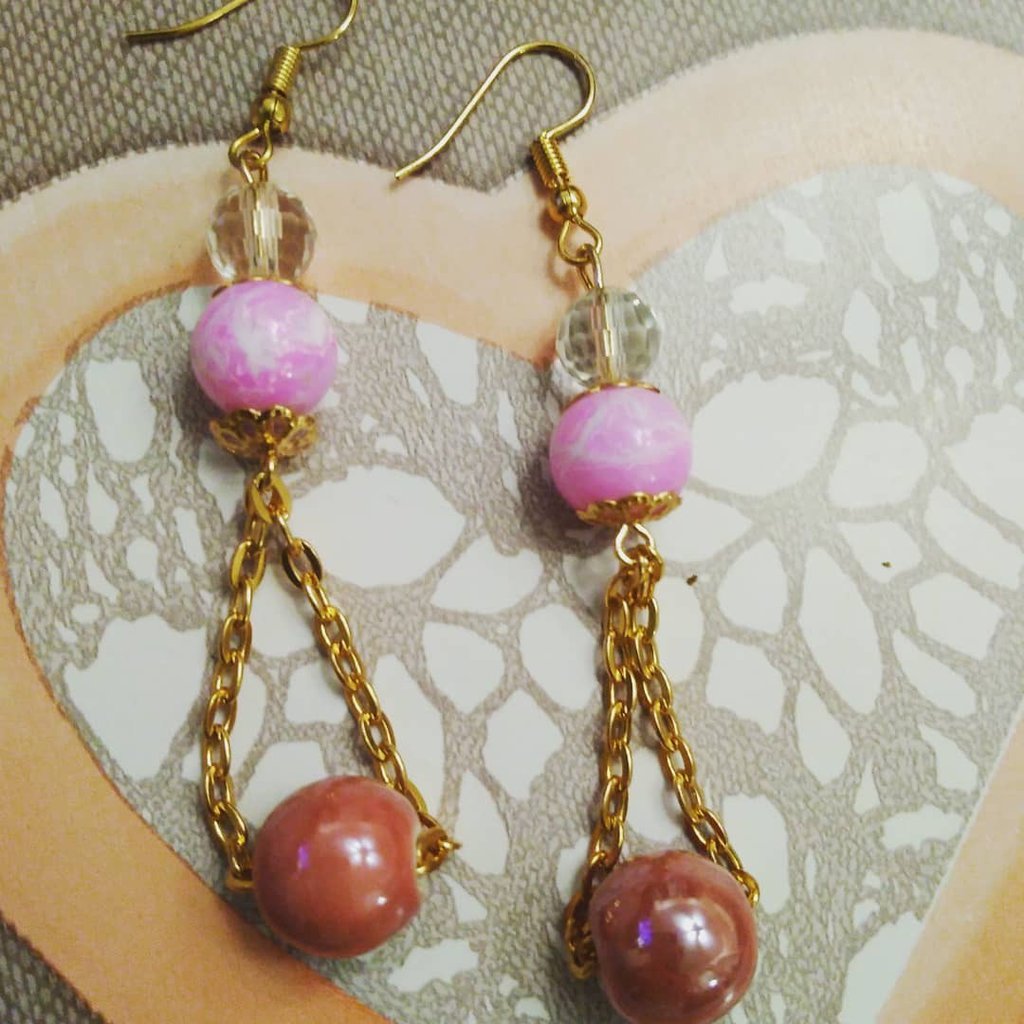 Pendenti perle rosa - Gioielli - Orecchini - di Elysa Made with Love ...