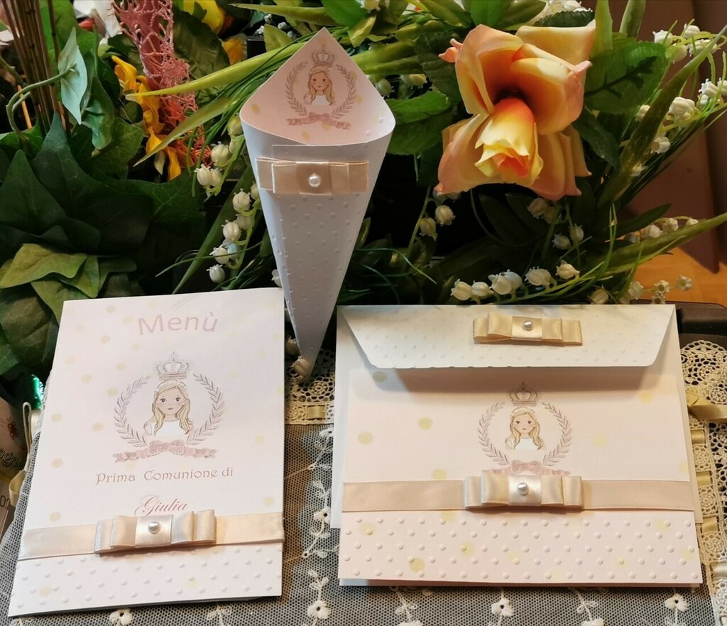Menù Prima Comunione Elegante con monogrammi - Feste - Biglietti e ...