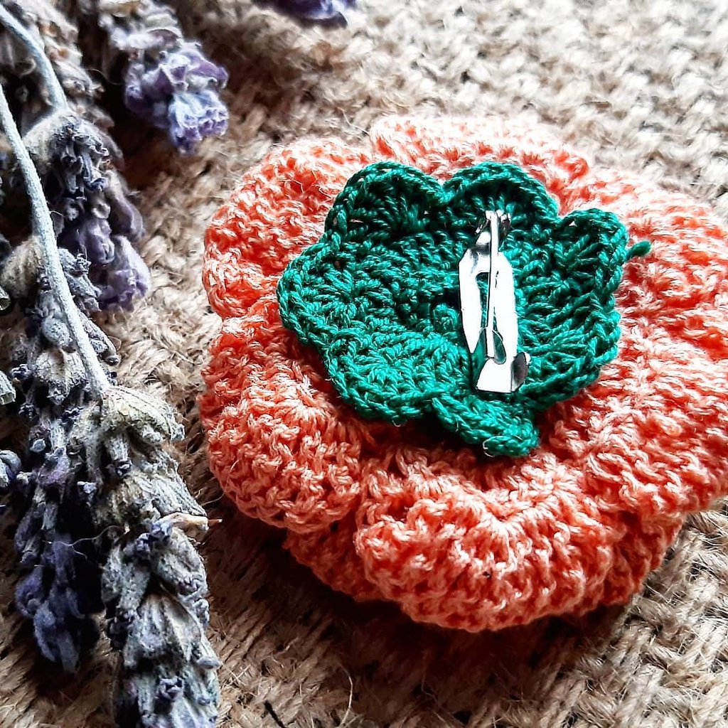 Spilla per abiti Fiorefermaglio in cotone color rosa pesca - Donna ...