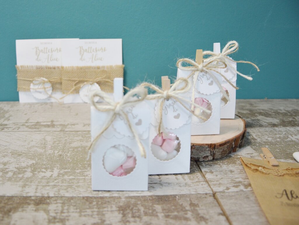 Scatola segnaposto,porta-confetti,bomboniera,cartoncino kraft, con ...