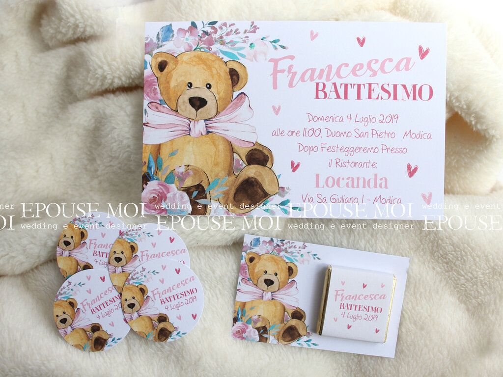 set battesimo orsetto - Feste - Biglietti e inviti - di Epouse Moi | su ...