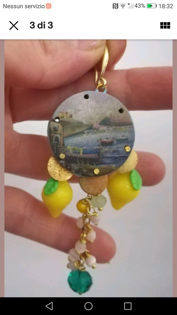 Orecchini tamburello siciliano Napoli limoni legno lunghi - Gioiel ...