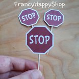 12 cupcake toppers segnali stradali Stop ,macchinine mezzi di trasp ...