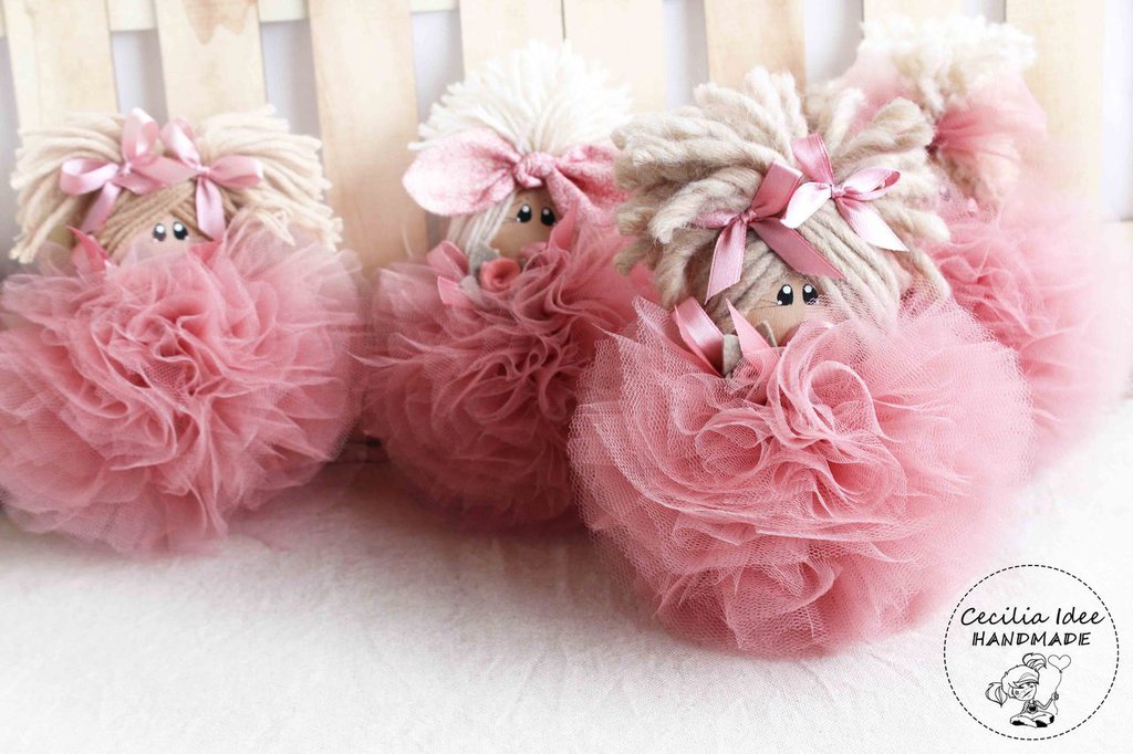 Bomboniera Pompon Rosa Antico - Feste - Bomboniere - di Cecilia Ide ...