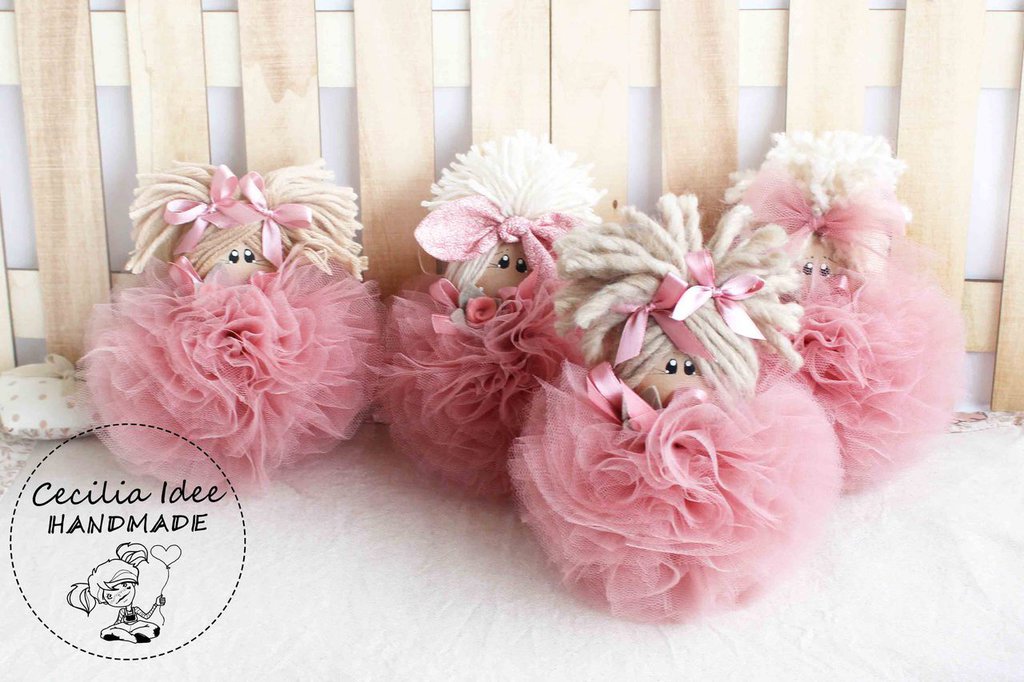 Bomboniera Pompon Rosa Antico - Feste - Bomboniere - di Cecilia Ide ...
