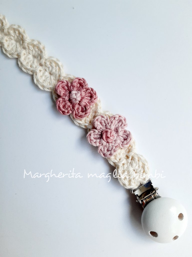 Portaciuccio bianco panna neonata/bambina - fiorellini rosa antico ...