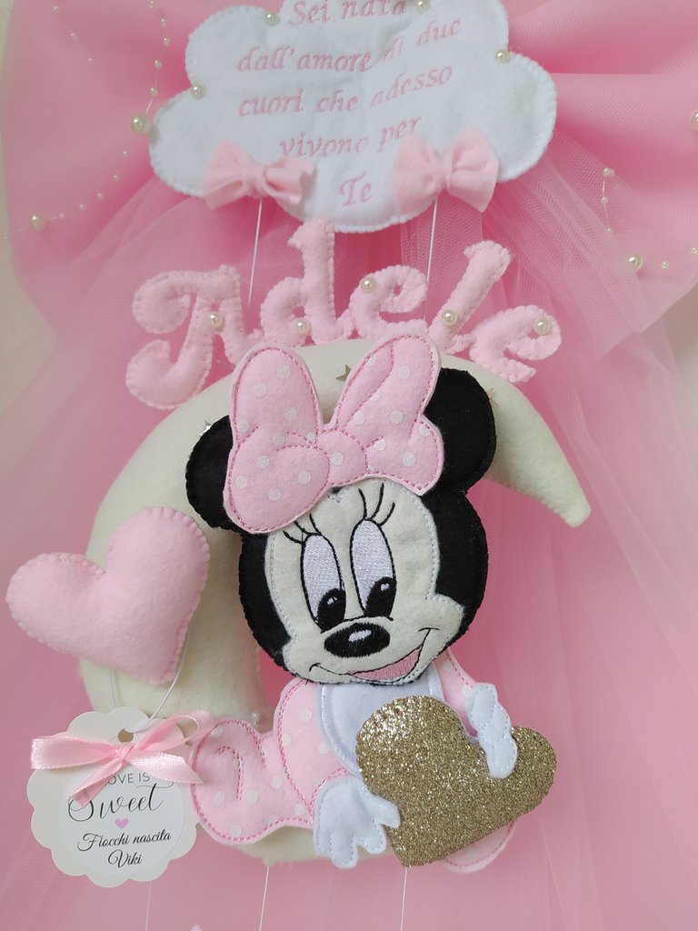 Fiocco nascita personalizzato Minnie rosa Femminuccia - Bambini ...