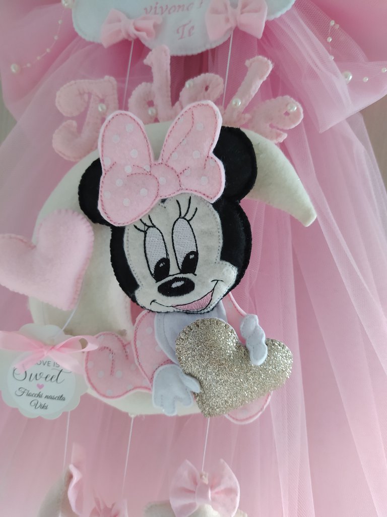 Fiocco nascita personalizzato Minnie rosa Femminuccia - Bambini ...