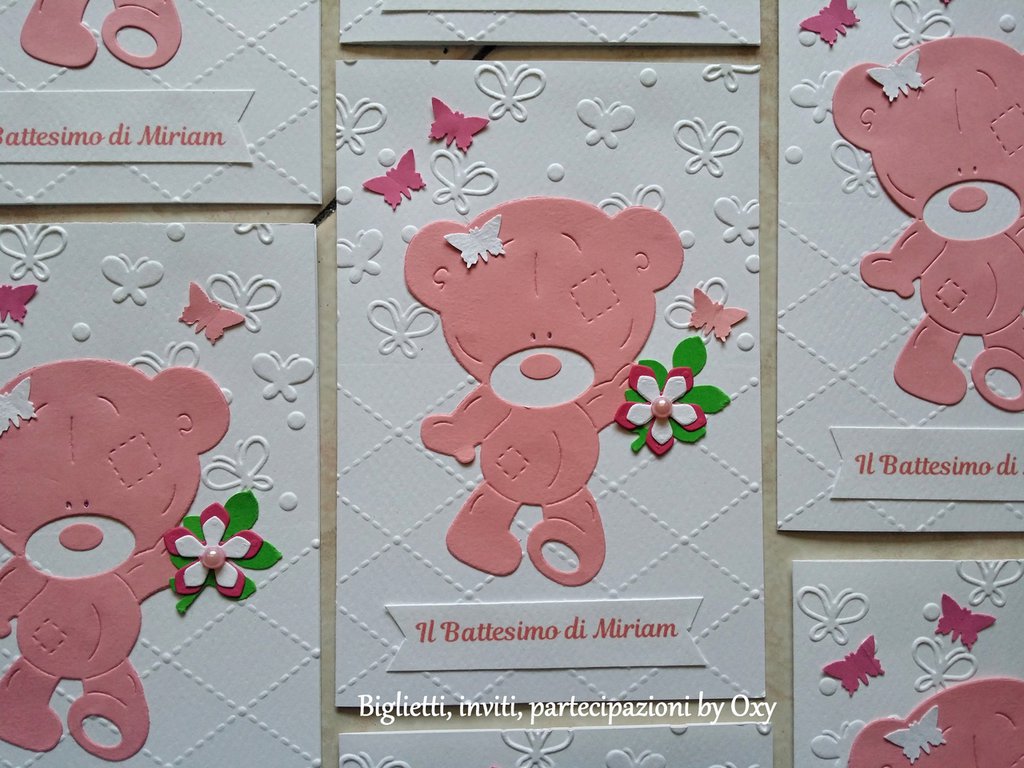 Invito / Battesimo / Compleanno / Orsetto / rosa - azzurro. - Feste ...