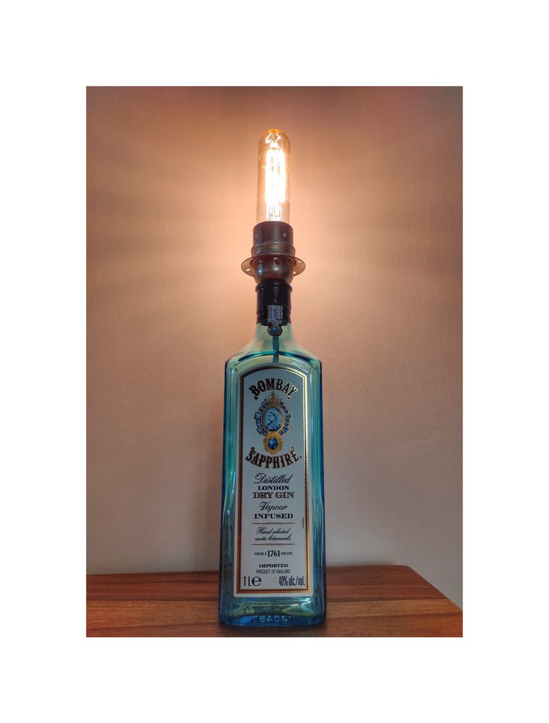 Bombay Sapphire 1L lamp,abat jour,lampada bottiglia,lampada da tavo ...