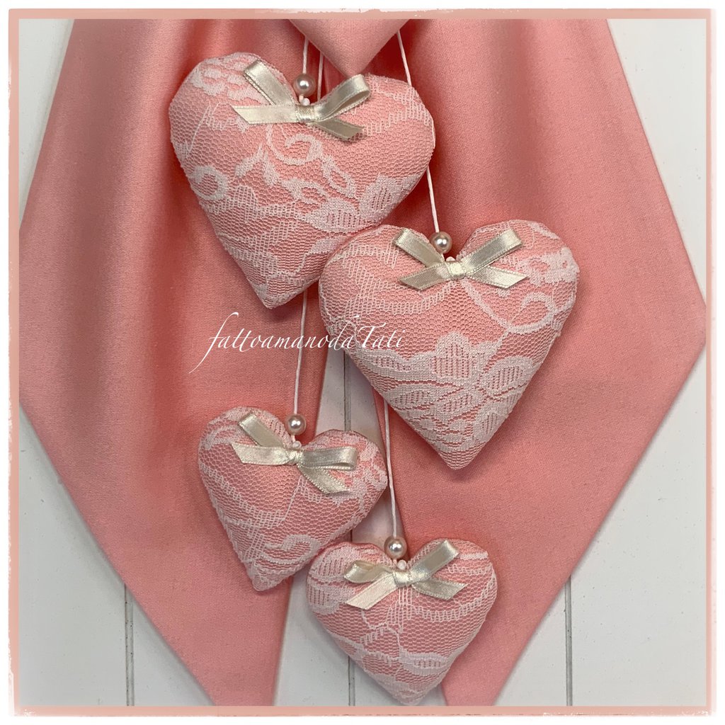 Fiocco nascita n cotone rasato rosa salmone con rosellina in lino e ...