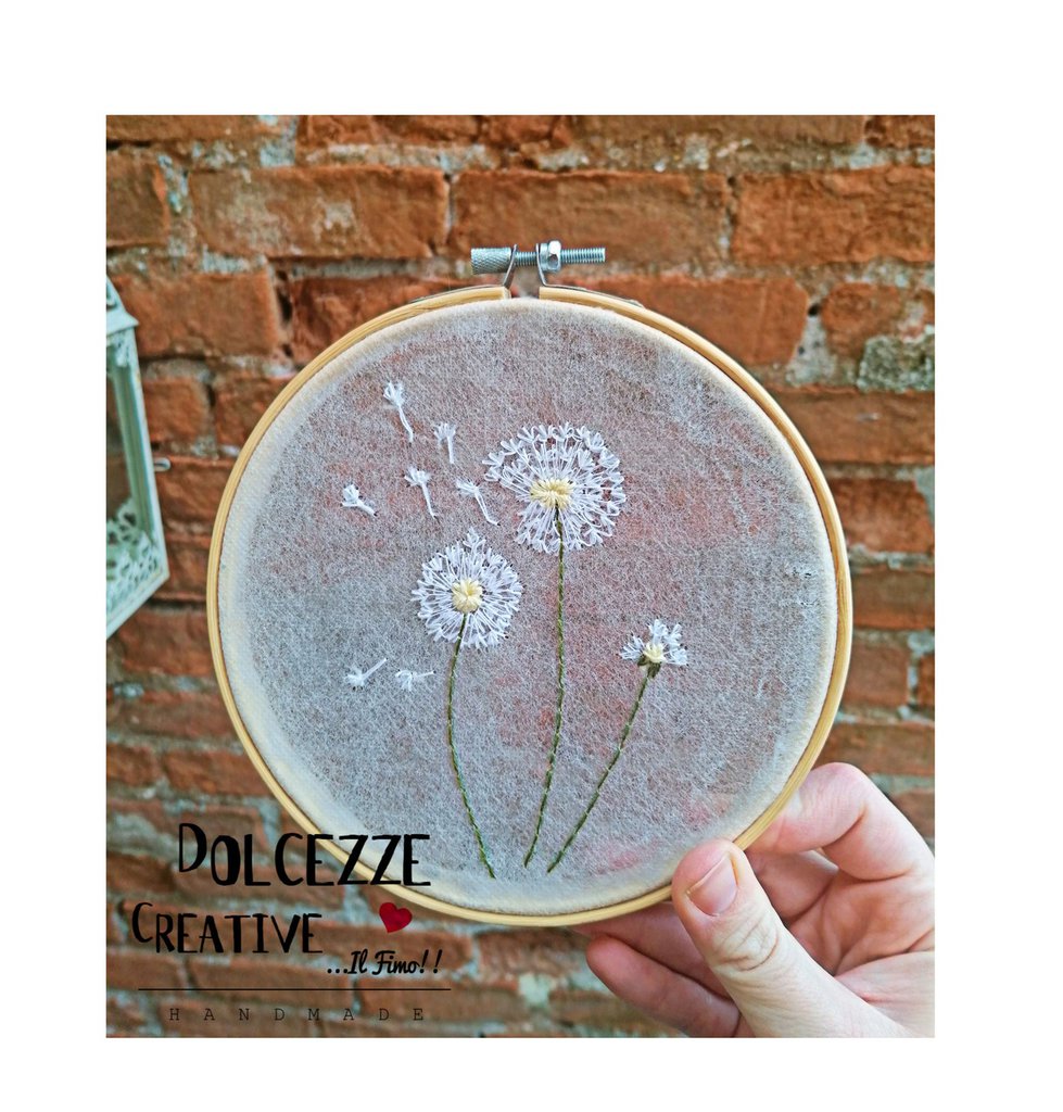Ricamo in telaio - embroidery - tema floreale tarassaco - soffione ...