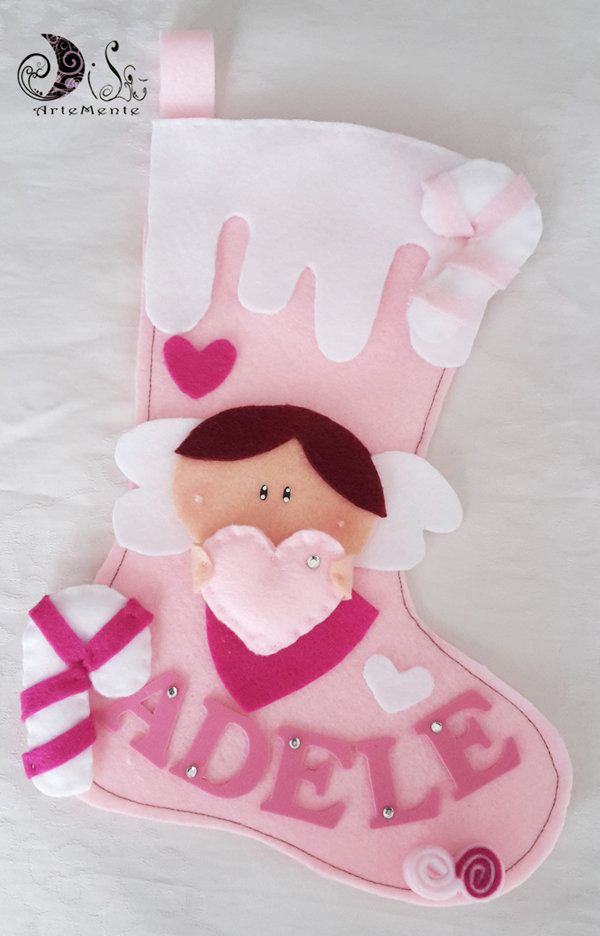 Calza della befana angelo con cuore per bimbo personalizzabile - F ...