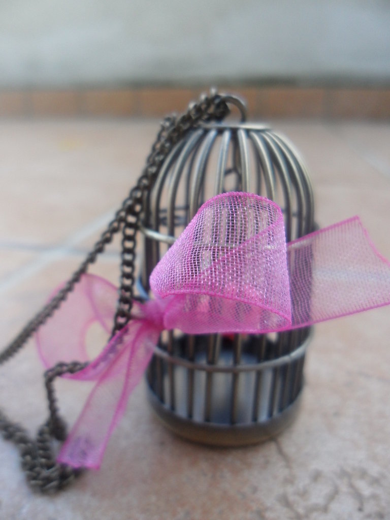 collana gabbietta con canarino rosa - Gioielli - Collane - di franc ...