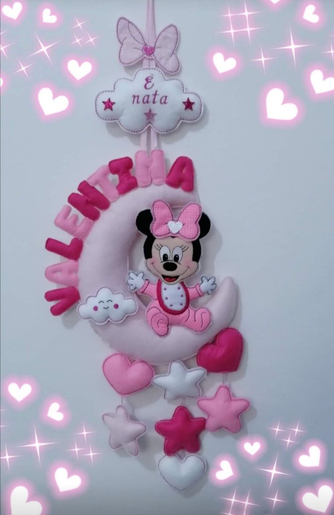 Fiocco nascita bimba con Minnie sulla luna. - Bambini - Nascita ...