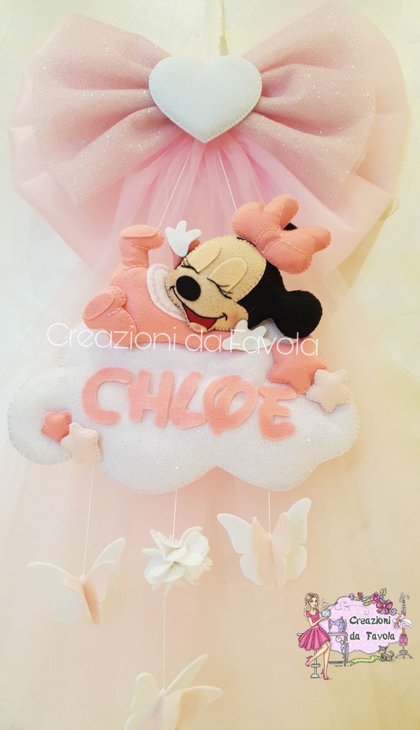 Fiocco nascita in tulle minnie - Bambini - Nascita - di Creazioni ...