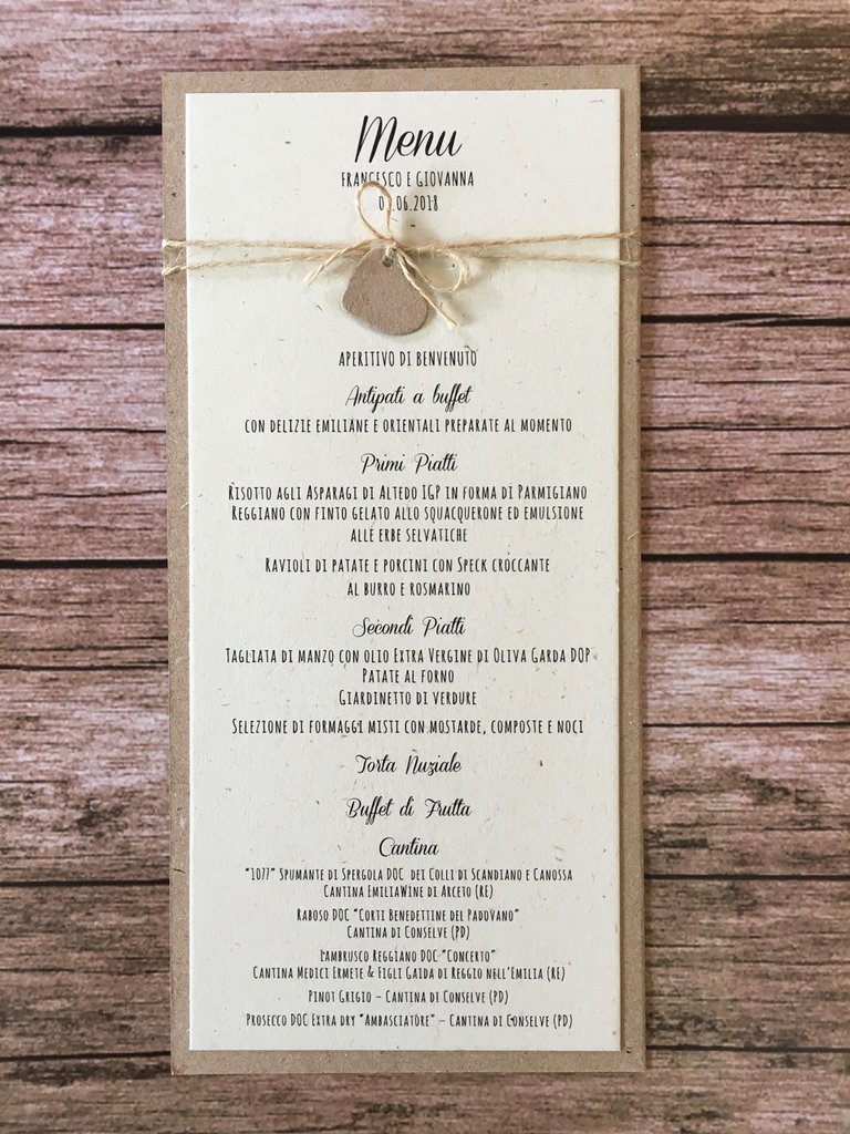 10 Menù country/shabby chic - Feste - Matrimonio - di Pepilla | su ...