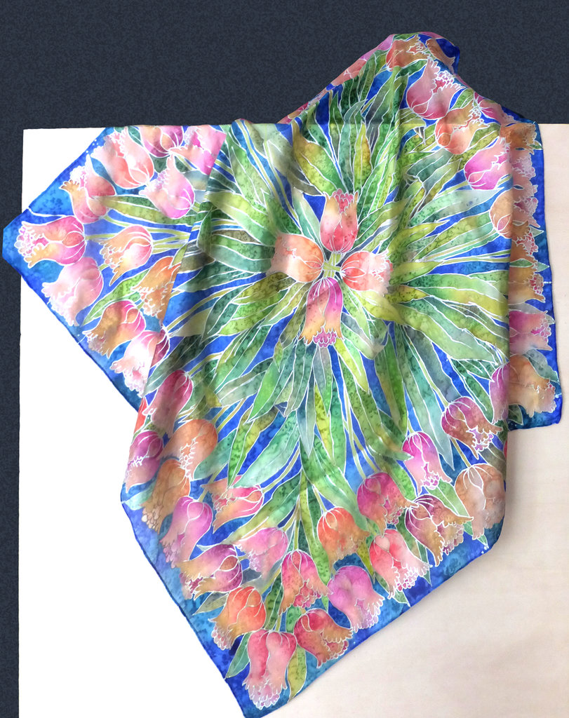 foulard di seta pura dipinto a mano - esclusivo e unico - Donna - A ...