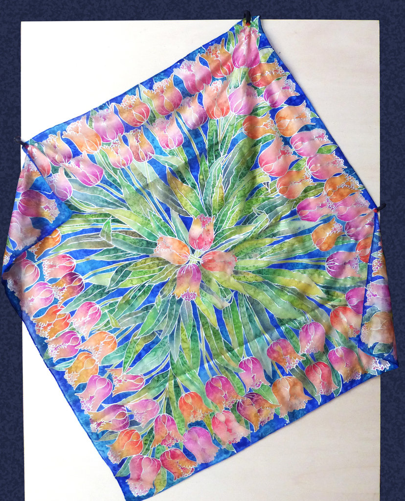 foulard di seta pura dipinto a mano - esclusivo e unico - Donna - A ...