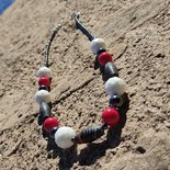 Collana ematite, perle di agata bianca, perle di majorca e perle di ...