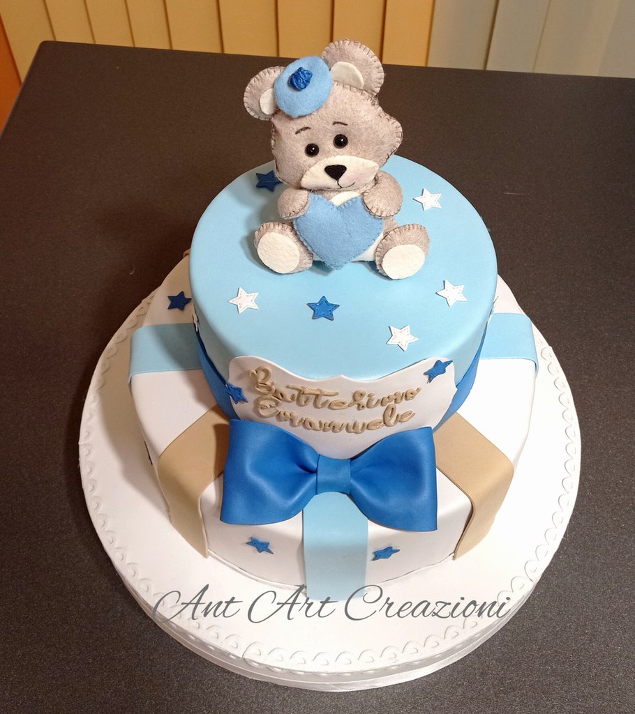 TORTA SCENOGRAFICA BATTESIMO ORSETTO - Feste - Decorazioni - di Ant ...