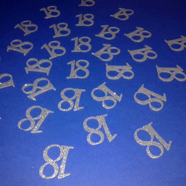 Numero 18 fustellato in gomma crepla glitter - Materiali - Scrapboo ...