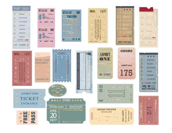 15 mixed Retro ticket memory deco stickers, Stickers, Scrapbooking ...