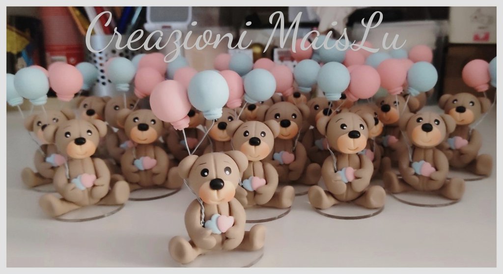 Orsetto con palloncini in porcellana fredda - Feste - Bomboniere ...