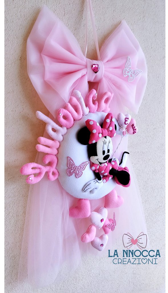 Fiocco nascita di Minnie con tulle - Bambini - Nascita - di La Nnoc ...