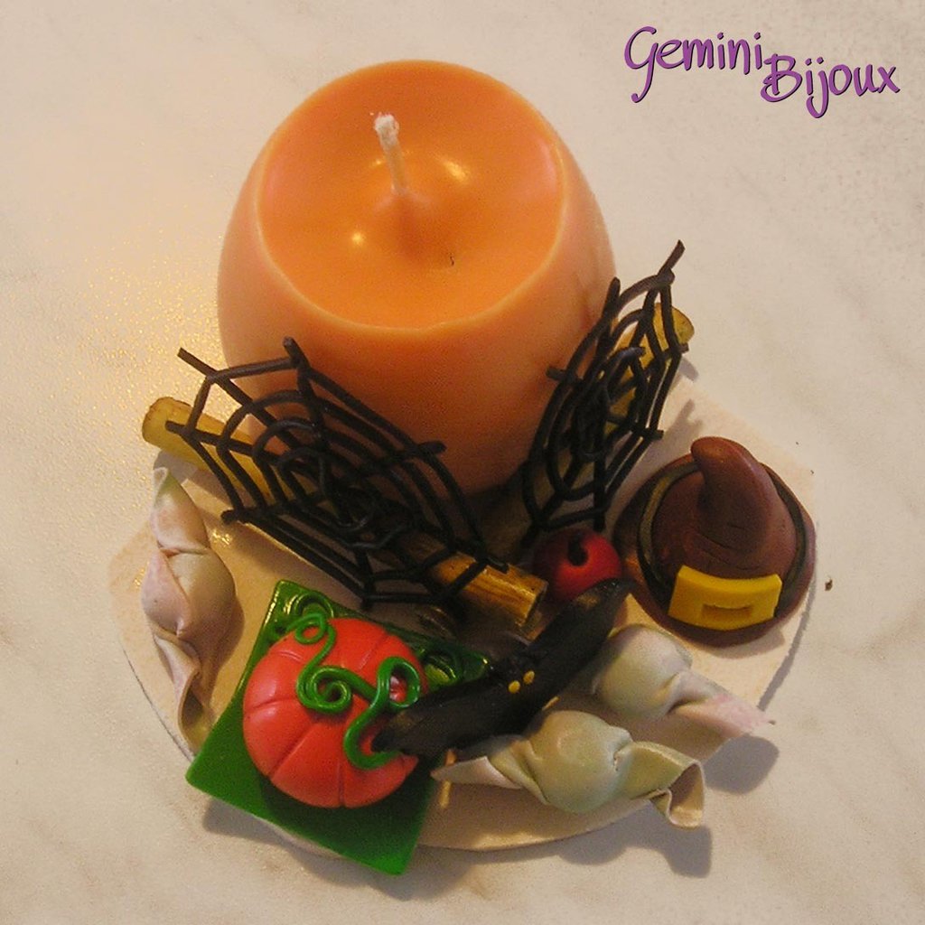 Candela Halloween con decorazioni in fimo - Feste - Halloween - di ...