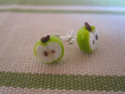 miniature food earrings - adorable APPLE to wear - polymer clay ce ...