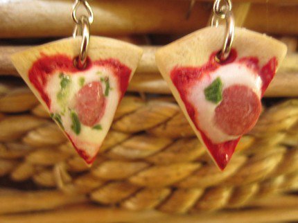 orecchini pizza - italian PIZZA with salami EARRINGS- HANDMAE from... | su MissHobby