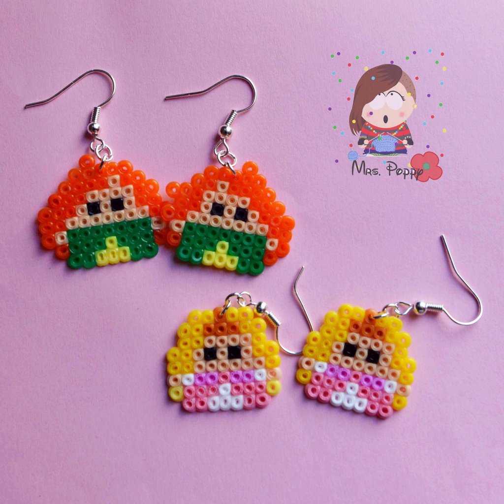 Orecchini mini Hama Beads "Principesse" - Gioielli - Orecchini - di ...