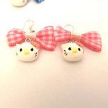 PAIO ORECCHINI kitty ( testa) - - FIMO con fiocchetti ROSA - ... | su ...