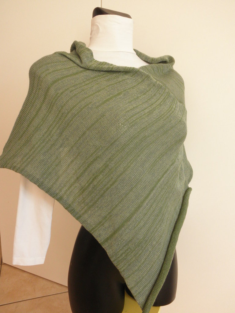 Poncho verde salvia melange,cotone e viscosa,leggero,poncho donna,m ...