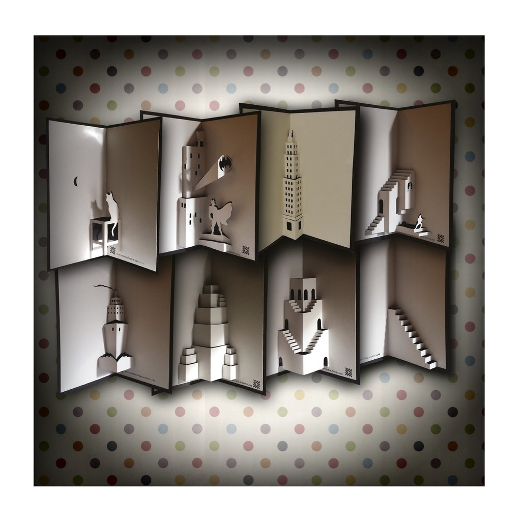 Biglietto Kirigami artigianale 7 Nodi Cubo con scale - Feste - Bigl ...