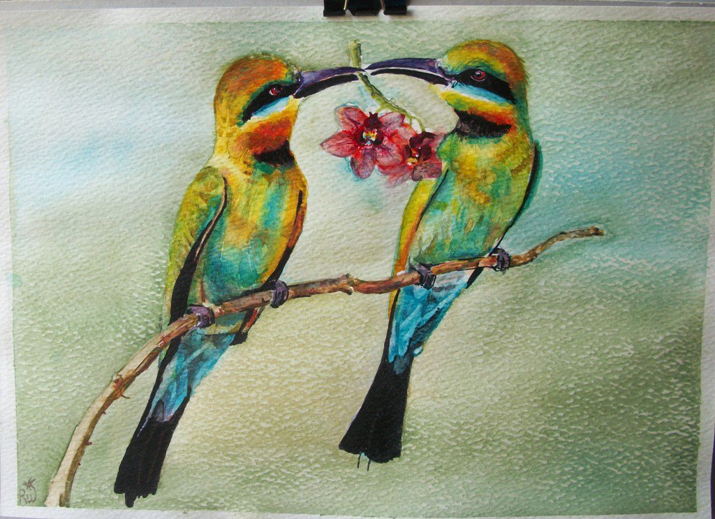 Gli uccelli del paradiso, acquerello , dipinto originale / The bird ... Gli uccelli del paradiso, acquerello , dipinto originale / The bird ...